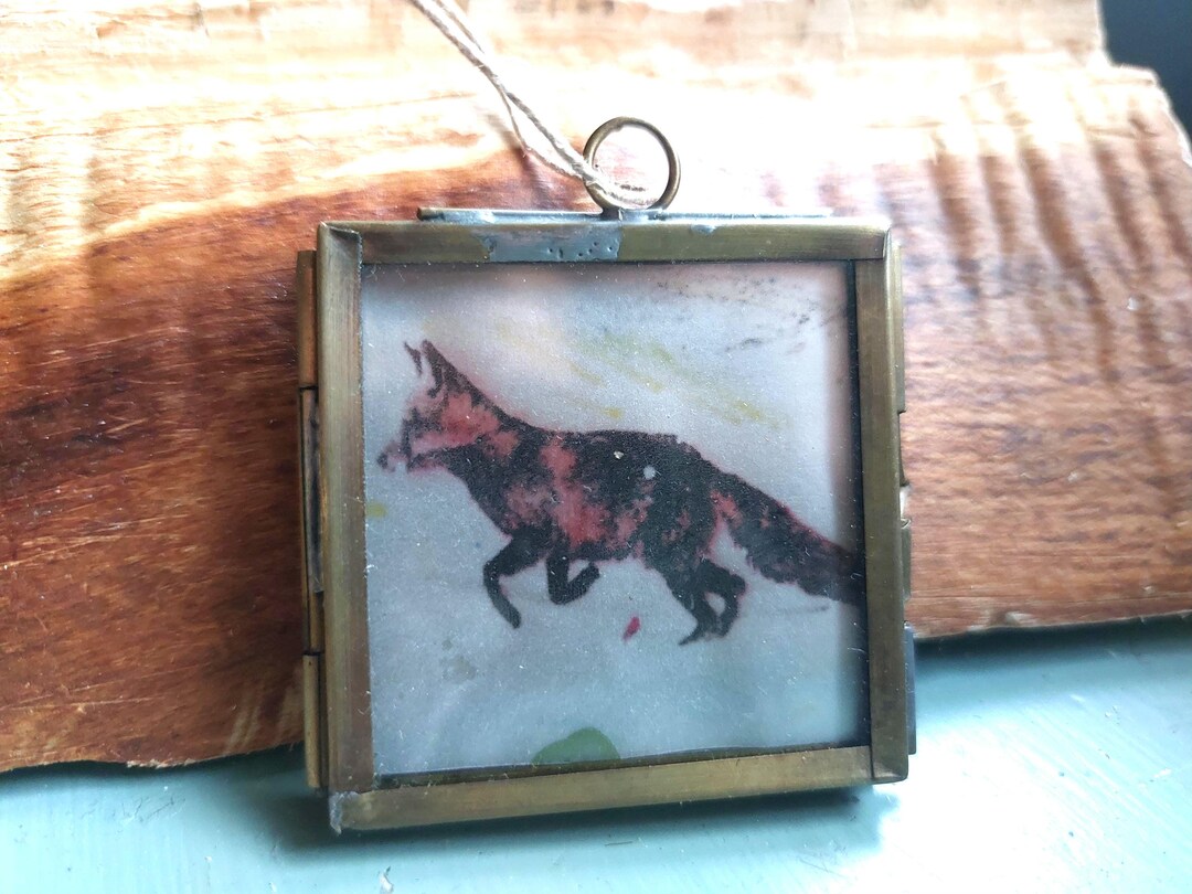 Fox Illustration Miniature in Tiny Brass Kiko Frame - Etsy