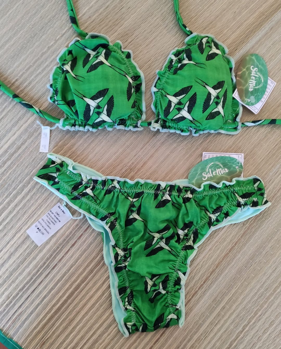 Double-faced Brazilian Bikini With Bird Pattern, Original Multi-colored ...