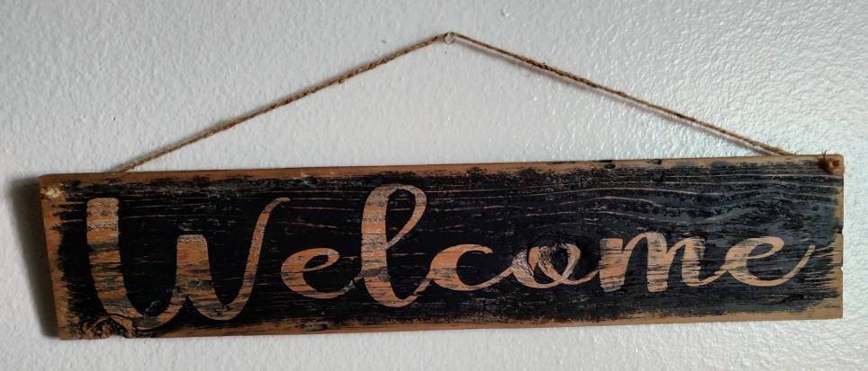Rustic Hanging Wood Sign/welcome/ Reclaimed Wood/ House Warming ...