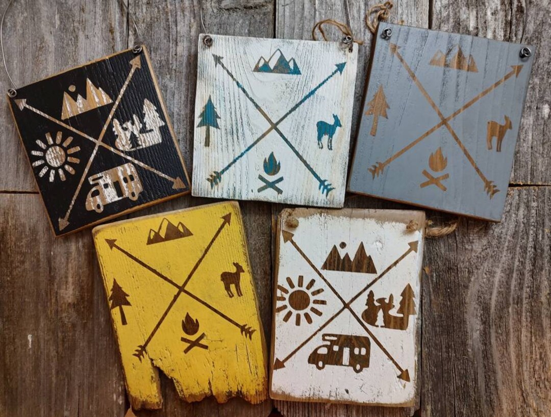 Wood Sign "camping in the Pnw" Motorhome, Mountains, Trees, Lake ...