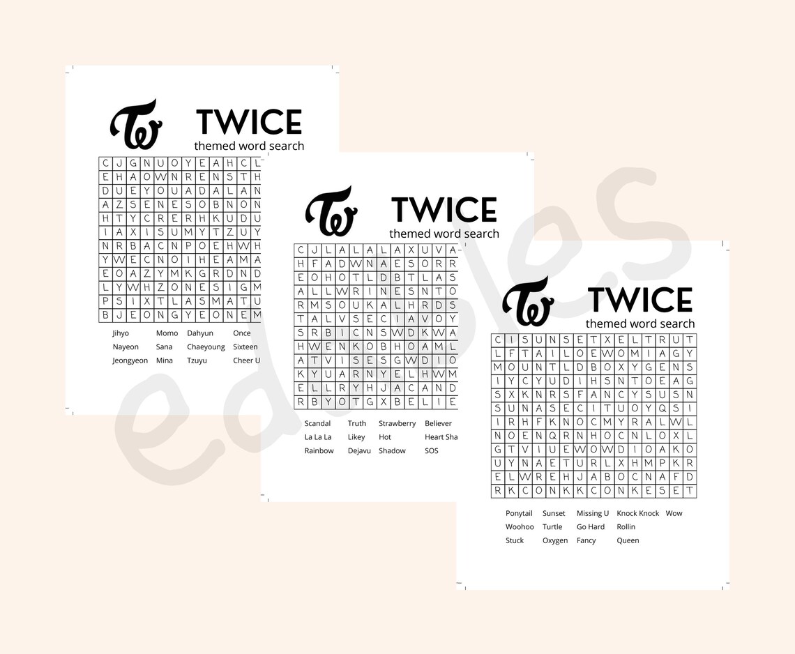 Twice Word Search Kpop Word Search Kpop Twice Printable - Etsy