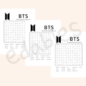 BTS Word Search, Kpop Word Search, BTS Printable, Kpop BTS, Printable ...