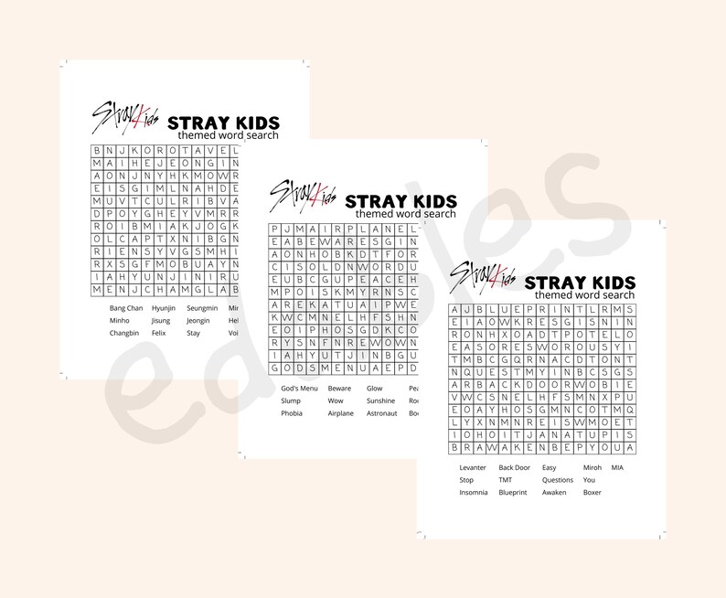 Stray Kids Word Search, Kpop Word Search, Kpop Skz, Printable Word ...