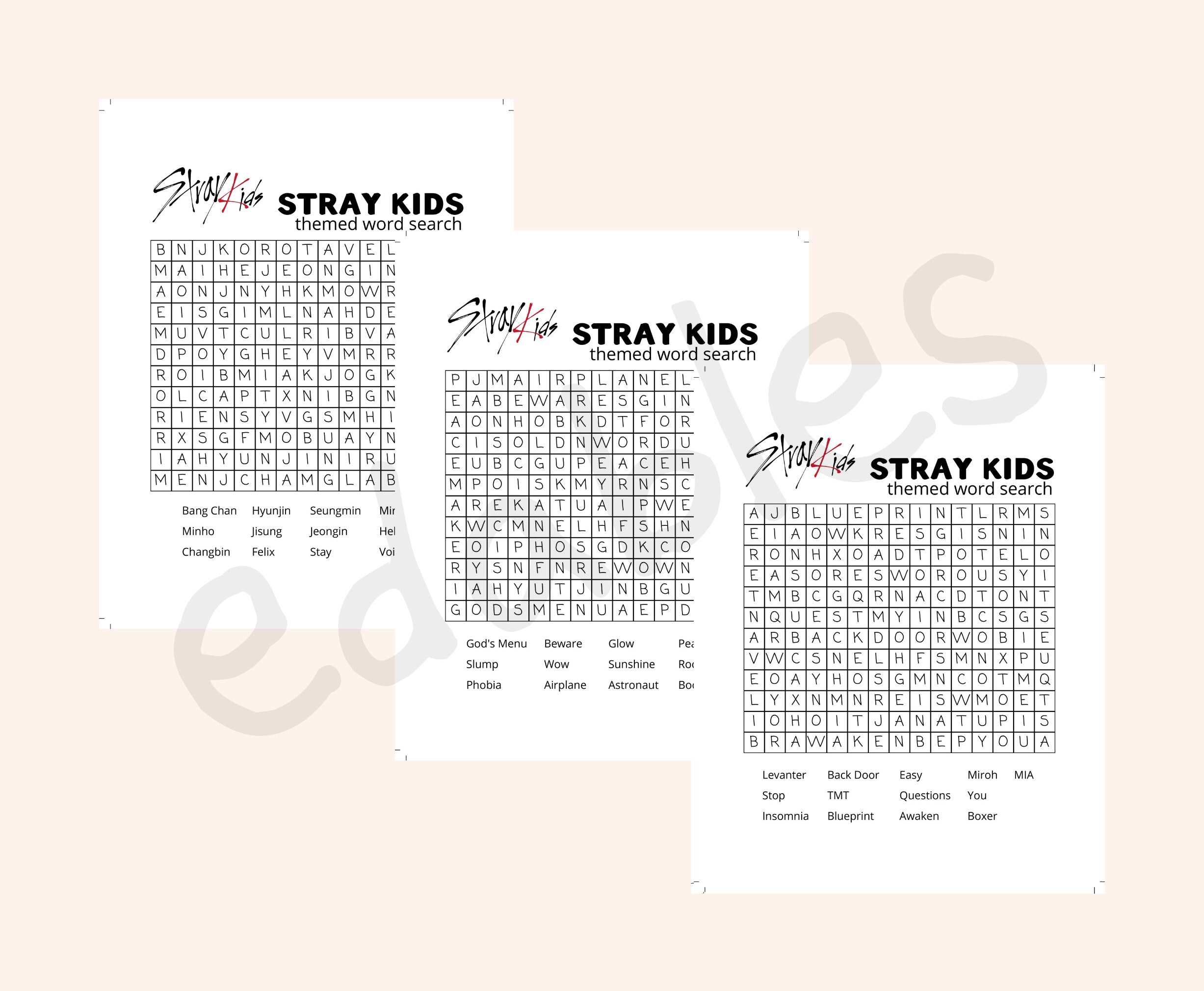 Stray Kids Word Search, Kpop Word Search, Kpop Skz, Printable Word ...
