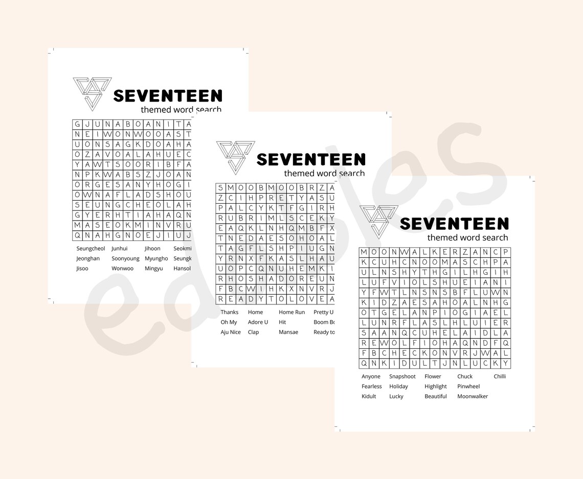 Seventeen Word Search, Kpop Word Search, Kpop Svt, Printable Word ...