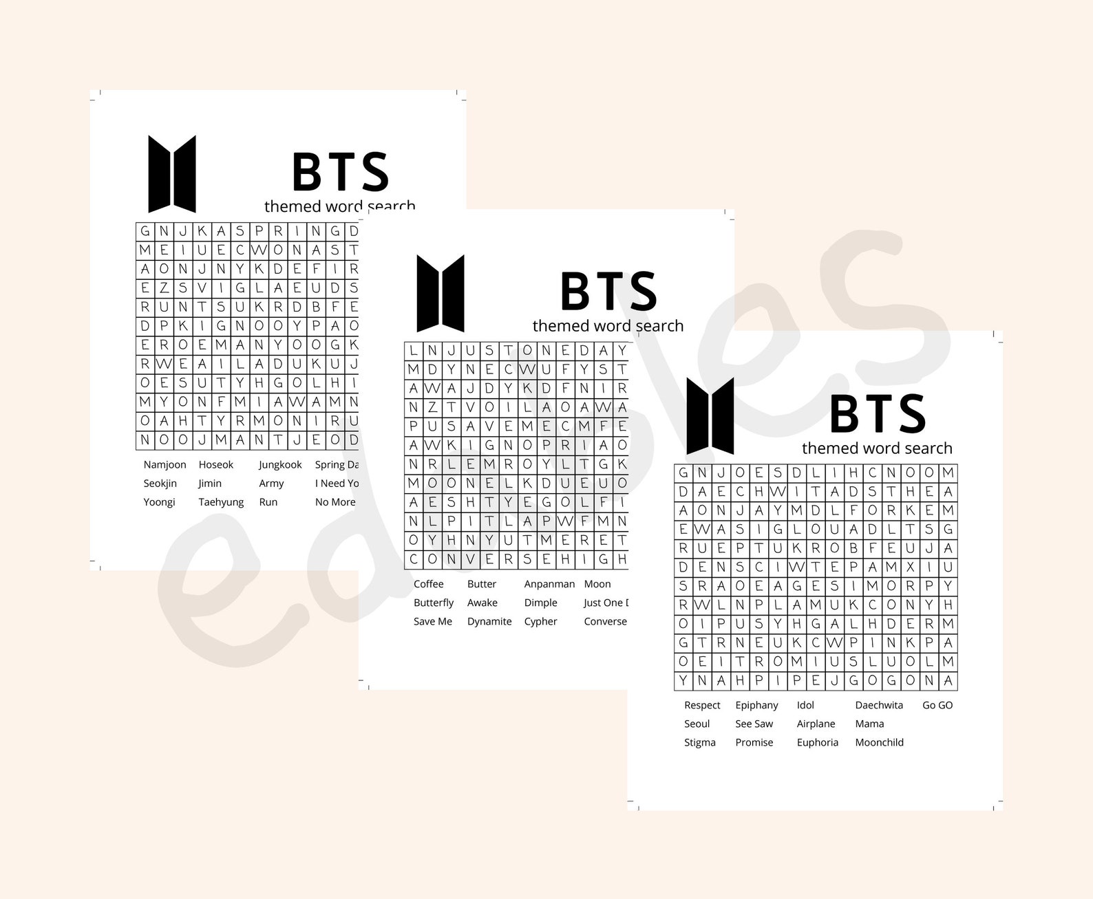 BTS Word Search, Kpop Word Search, BTS Printable, Kpop BTS, Printable ...