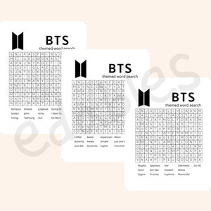 BTS Word Search, Kpop Word Search, BTS Printable, Kpop BTS, Printable ...