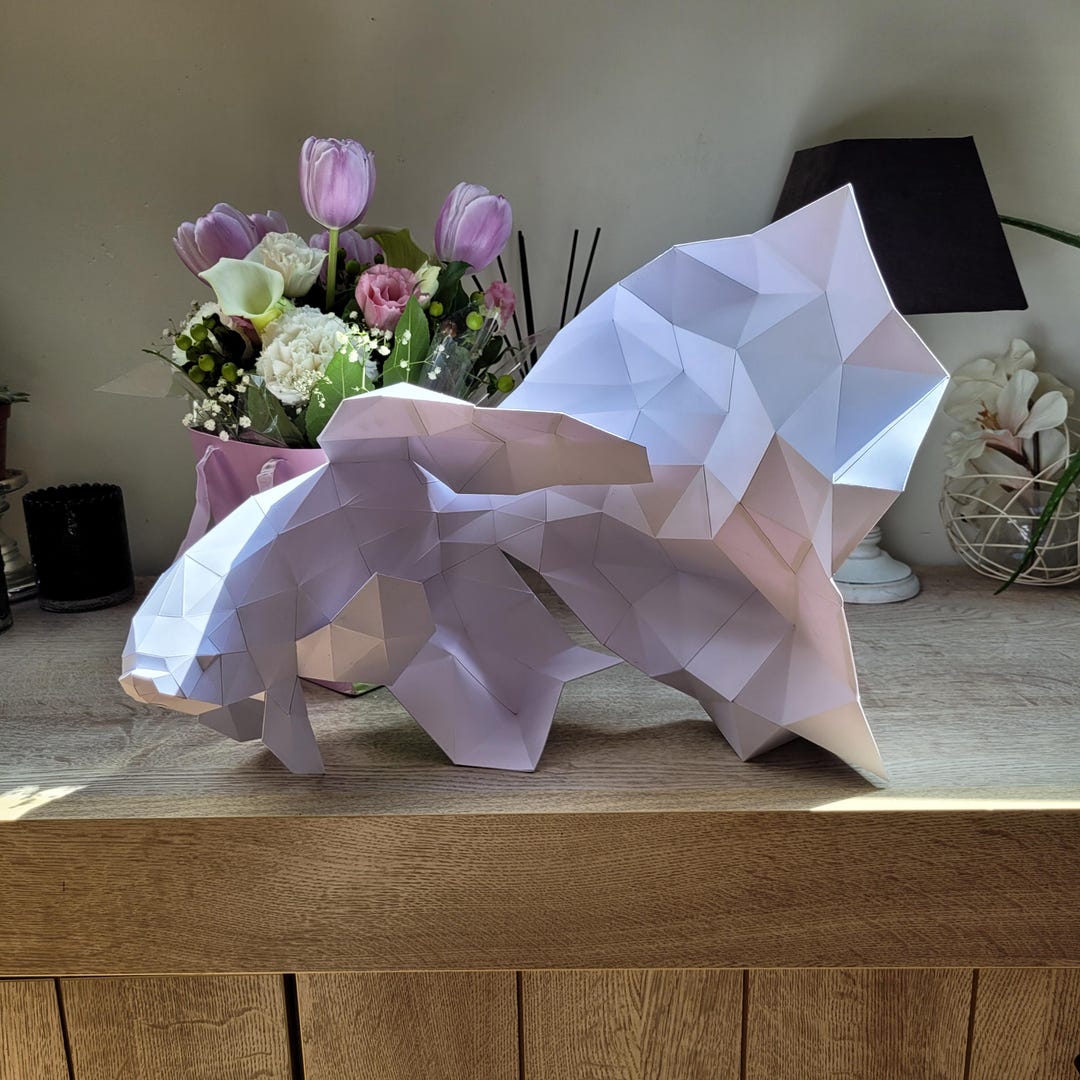 3D Papercraft Fighting Fish. Build Your Own Paper Sculpture From a PDF ...