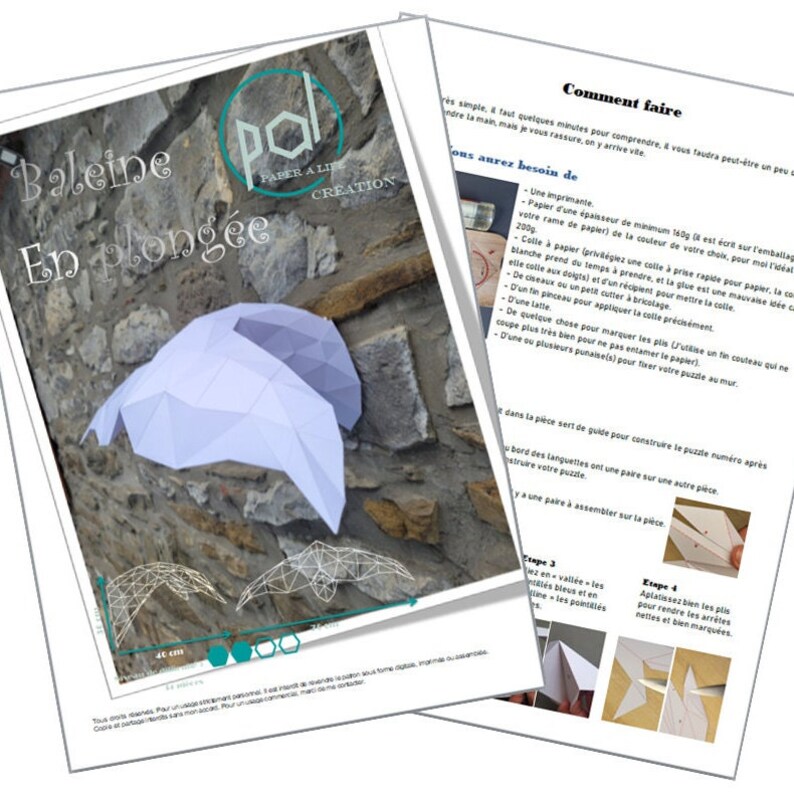 Ballena buceadora en 3D de Papercraft. Construye tu propia escultura de ...