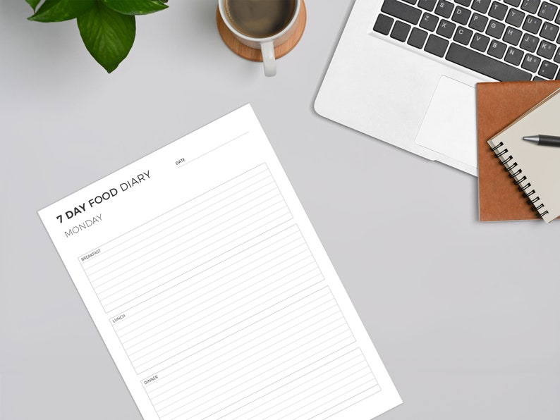 7 Day Food Diary | Printable / Editable PDF | Clear Design | A4 & US ...