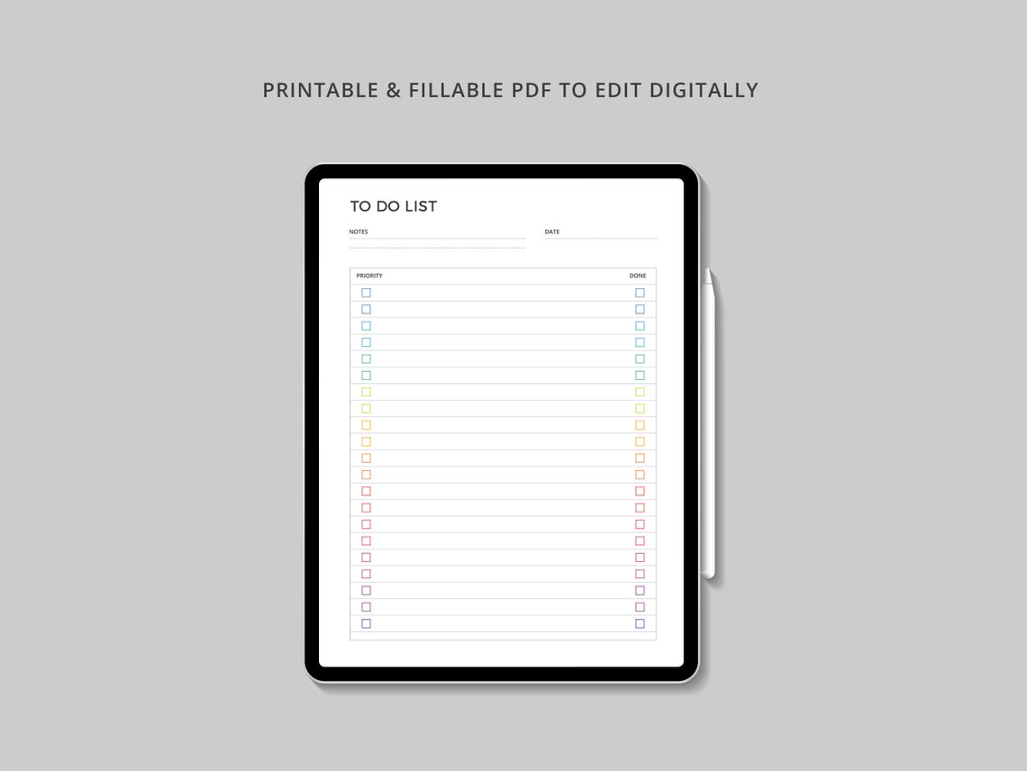 To Do List Printable / Editable PDF Planner Work List A4 & US Letter ...