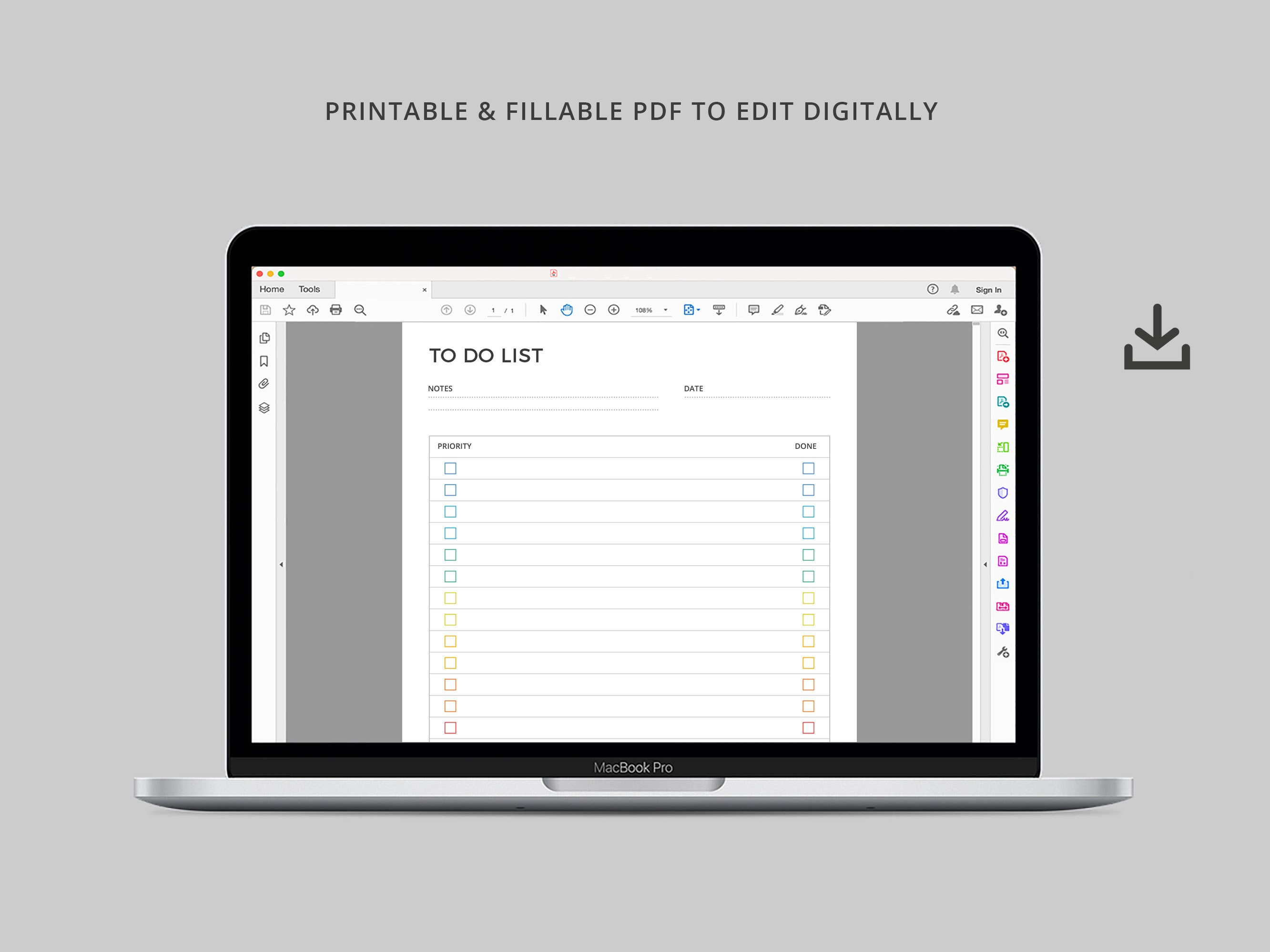 To Do List | Printable / Editable PDF | Planner | Work List | A4 & US ...