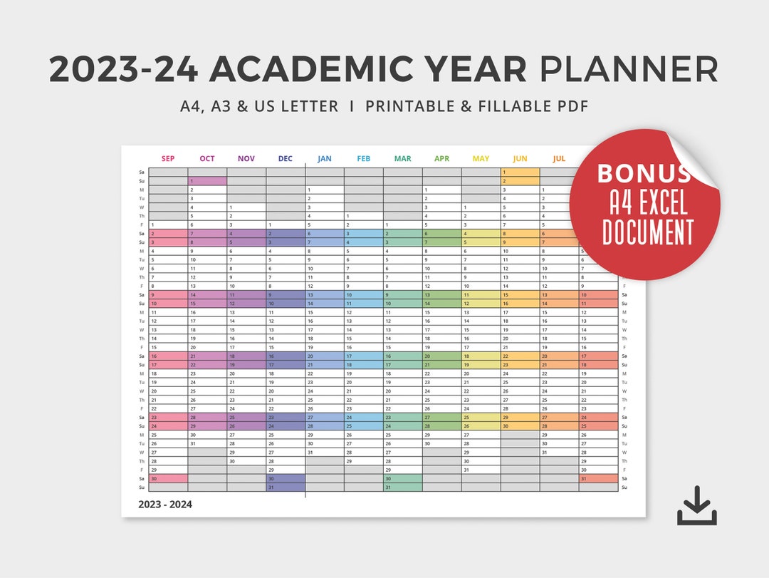 Planificador del año académico 2023-2024 PDF / Imprimible / - Etsy México