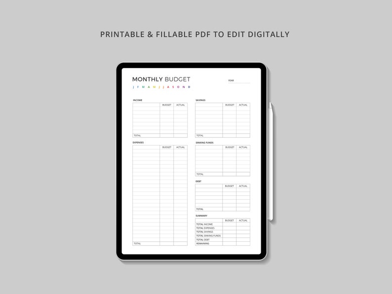 Monthly Budget Planner Printable / Editable PDF Finance A4 & US Letter ...