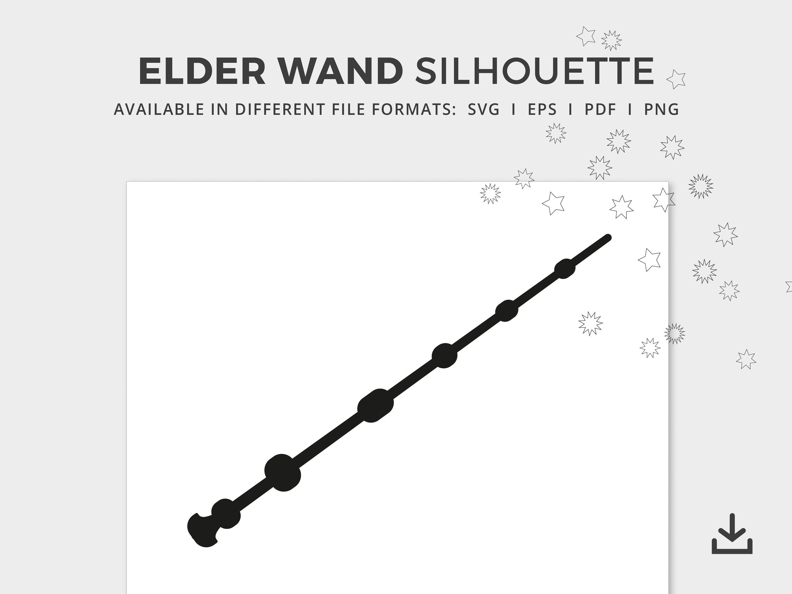 Elder Wand Silhouette Svg Eps Pdf Png Files Wizard Wand Outlines Elder ...
