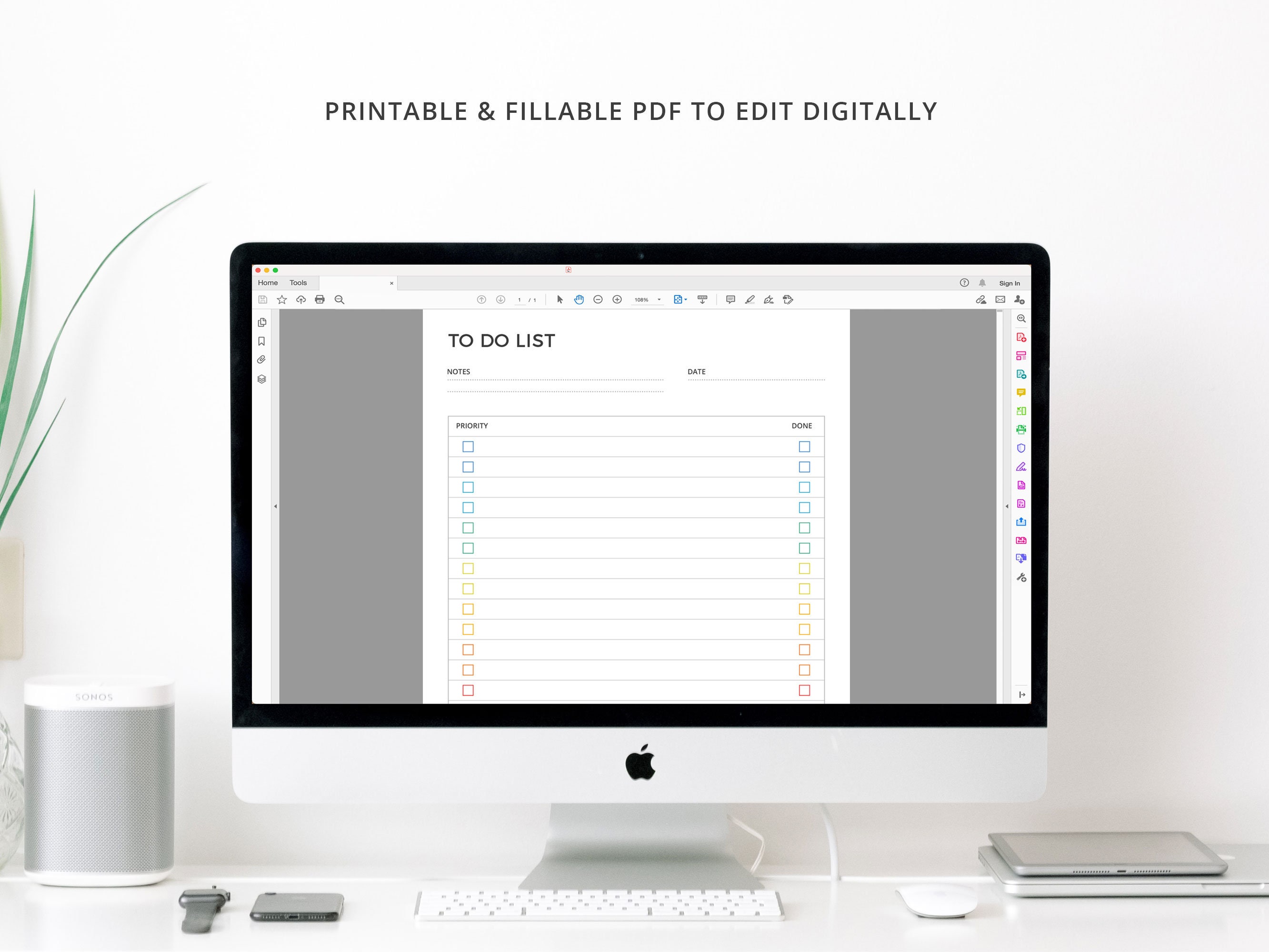To Do List | Printable / Editable PDF | Planner | Work List | A4 & US ...
