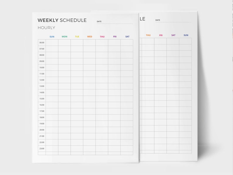Hourly Week Schedule Printable / Editable PDF 30 Mins Weekly Planner A4 ...