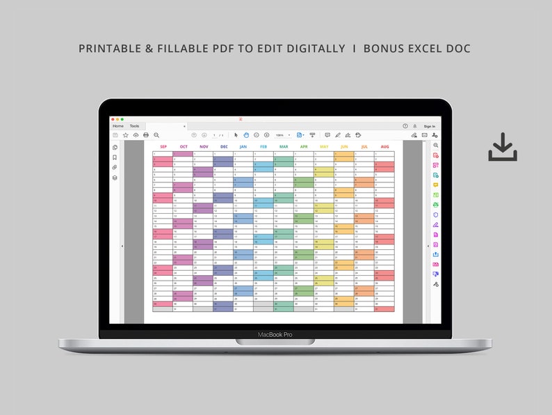 2025 Year Calendar: Rainbow Printable, A4 A3 US Letter (digital ...