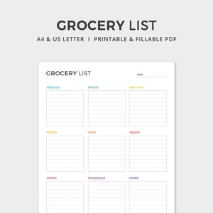 Grocery Planner | Printable / Editable PDF | Food List | Grocery List ...