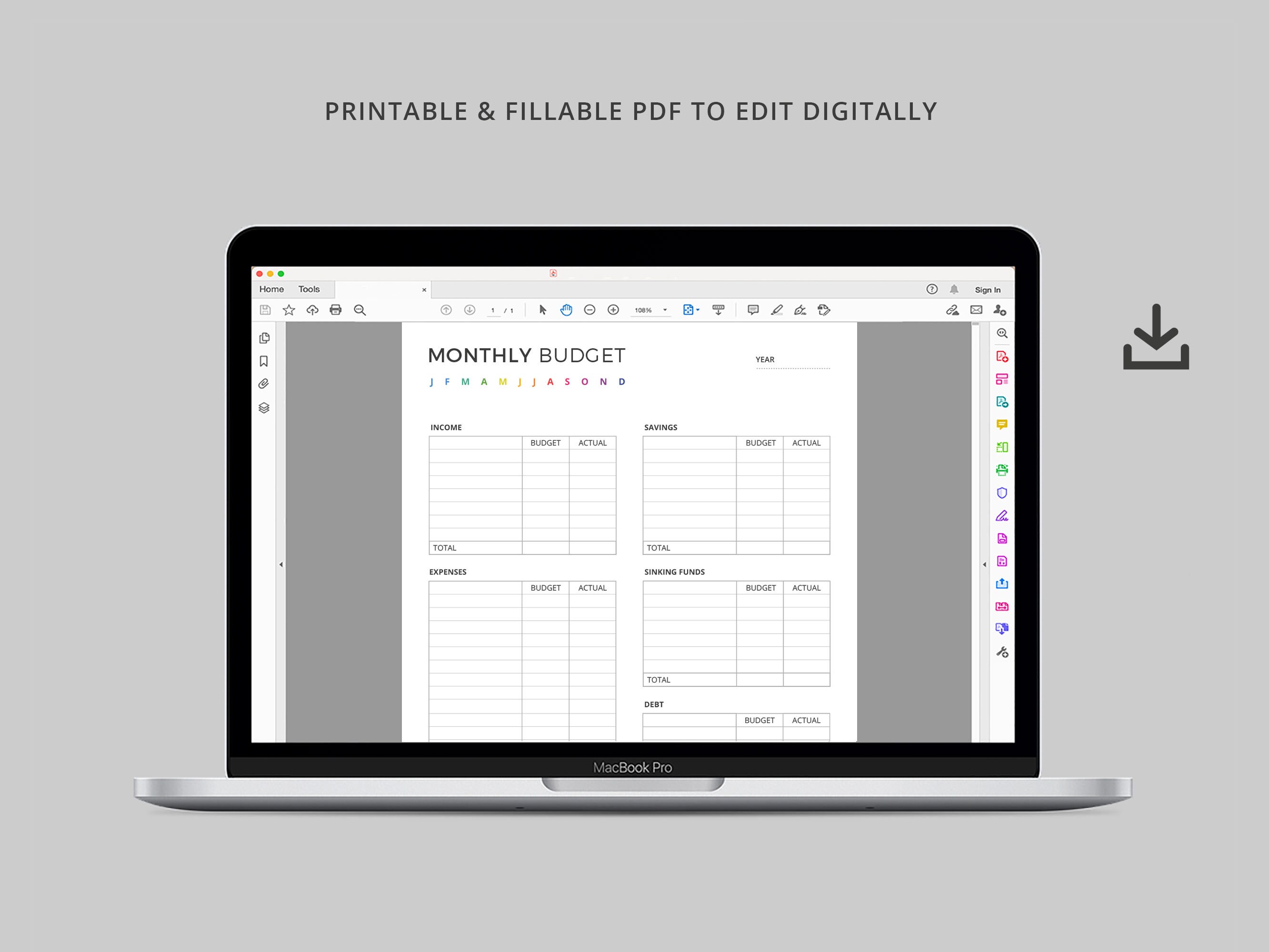 Monthly Budget Planner | Printable / Editable PDF | Finance | A4 & US ...