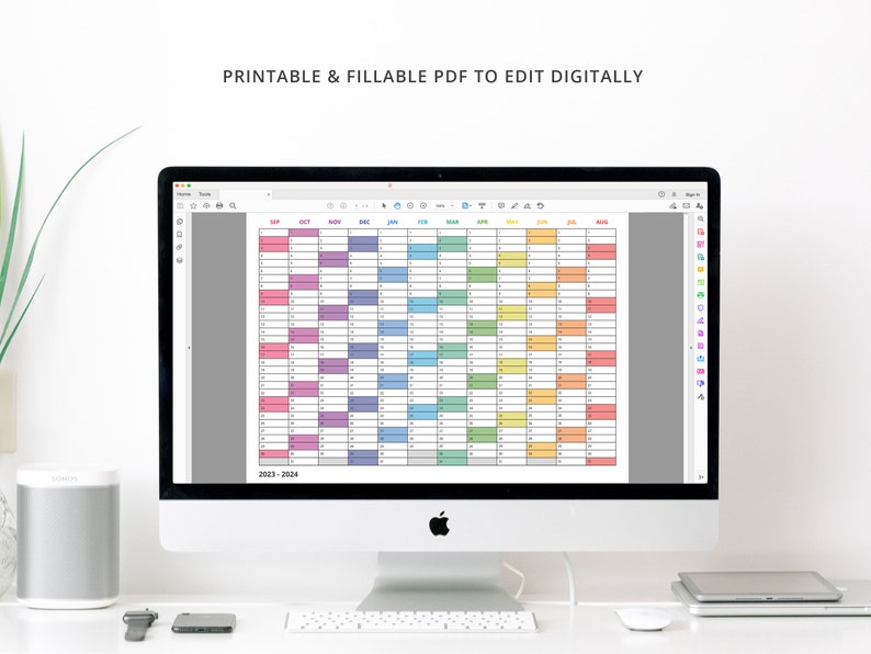 2023-2024 Academic Year Calendar PDF Printable / Editable Minimalistic ...