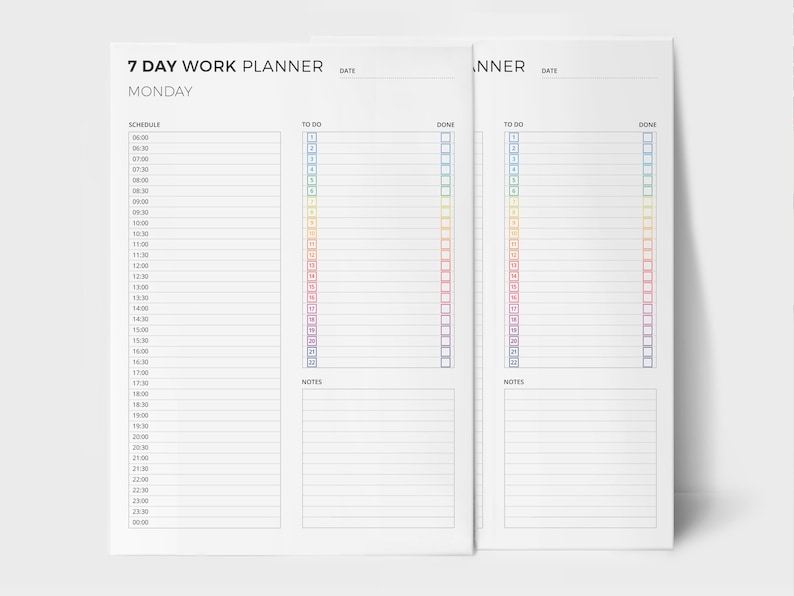 7 Day Work Planner Printable / Editable PDF Daily Work Planner Work List A4 & US Letter Daily ...