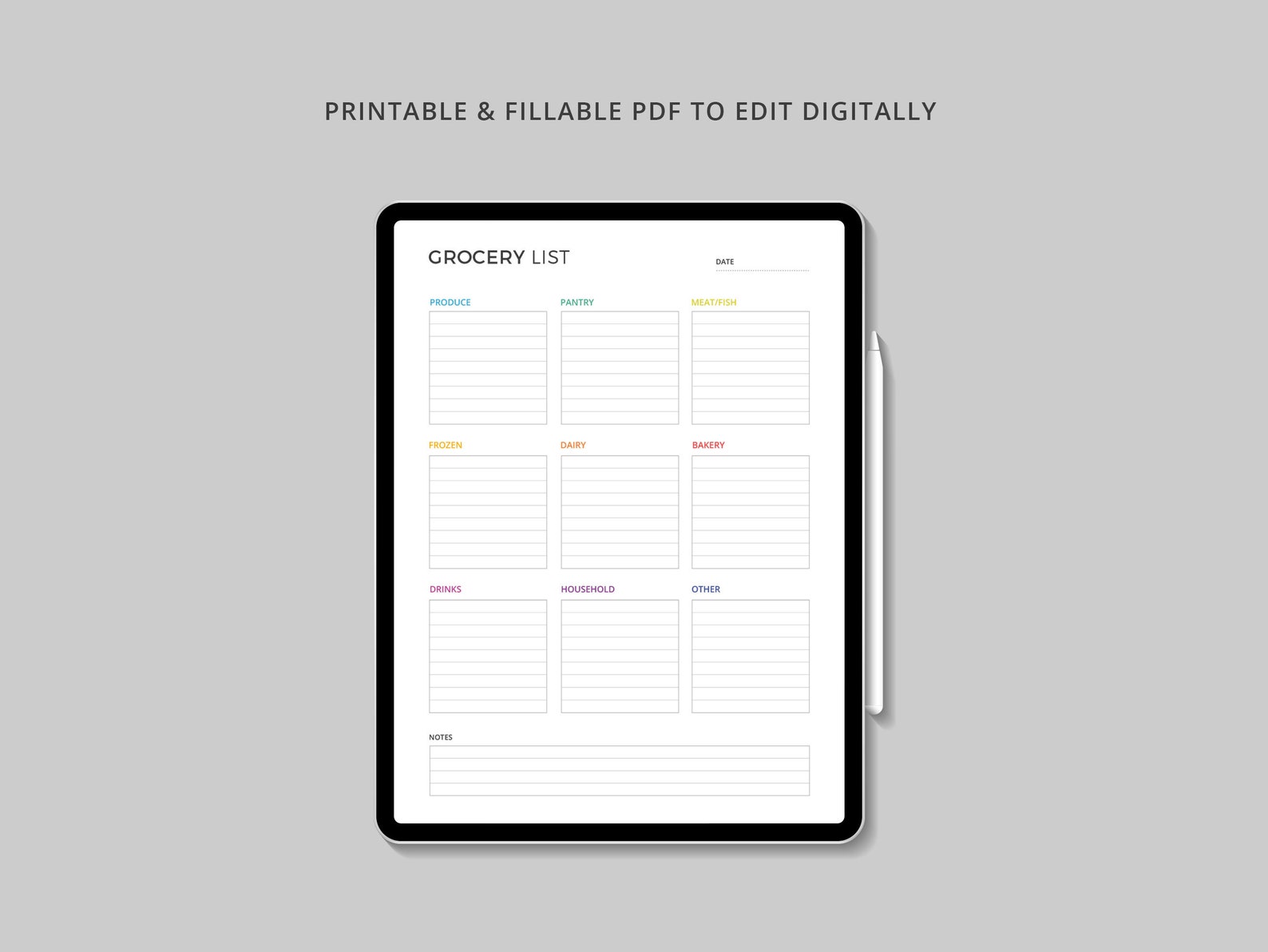 Grocery Planner | Printable / Editable PDF | Food List | Grocery List ...