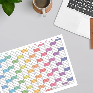 2025 Year Calendar: Rainbow Printable, A4 A3 US Letter (digital ...