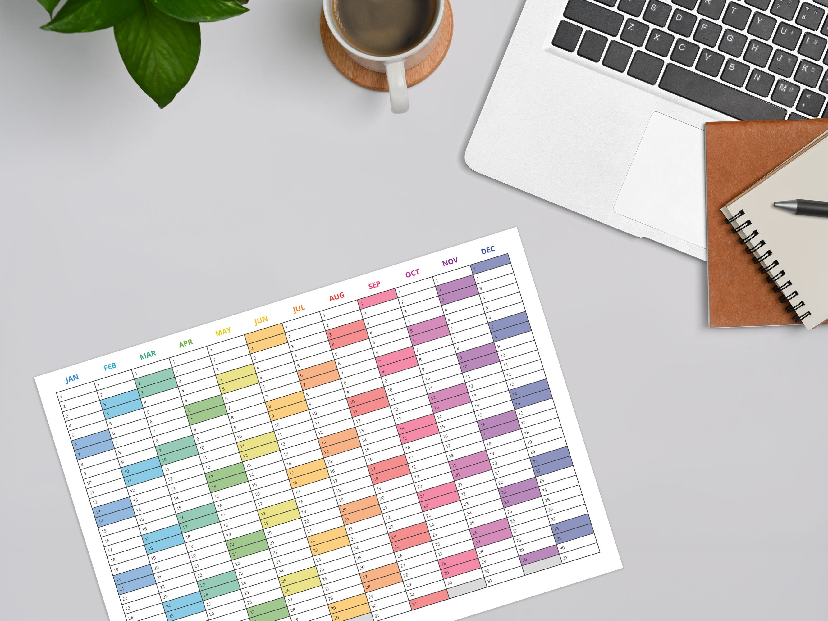 2024 Year Calendar PDF and Excel Doc Printable and Editable Calendar ...