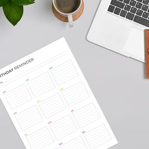 Birthday Reminder | Printable / Editable PDF | Birthdays | A4 & US ...