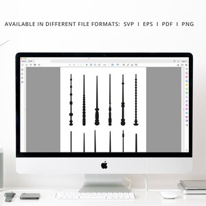 Wand Silhouettes Svg Eps Pdf Png Files | Wizard Wand Outlines | Wand ...