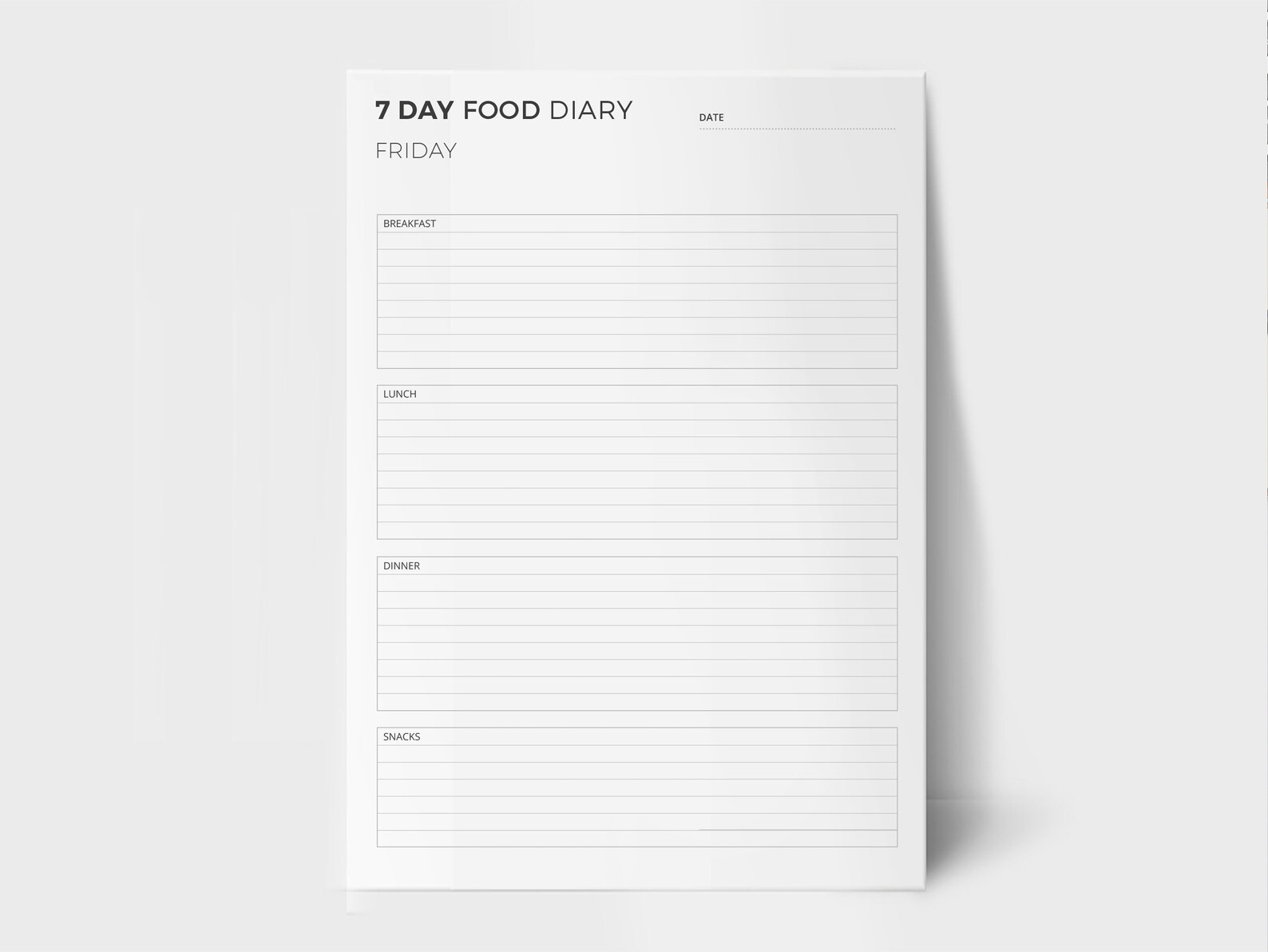 7 Day Food Diary Printable / Editable PDF Clear Design A4 & US Letter ...