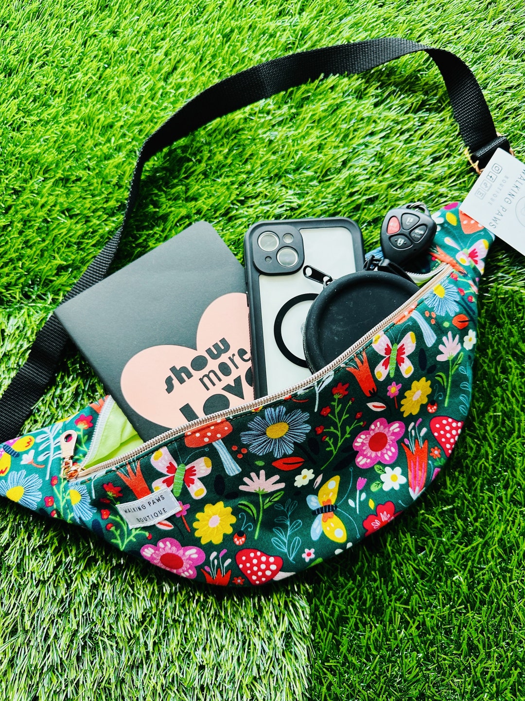 Botanical Fanny Pack, Bum Belt Purse, Green Floral Waist Bag, Fanny ...