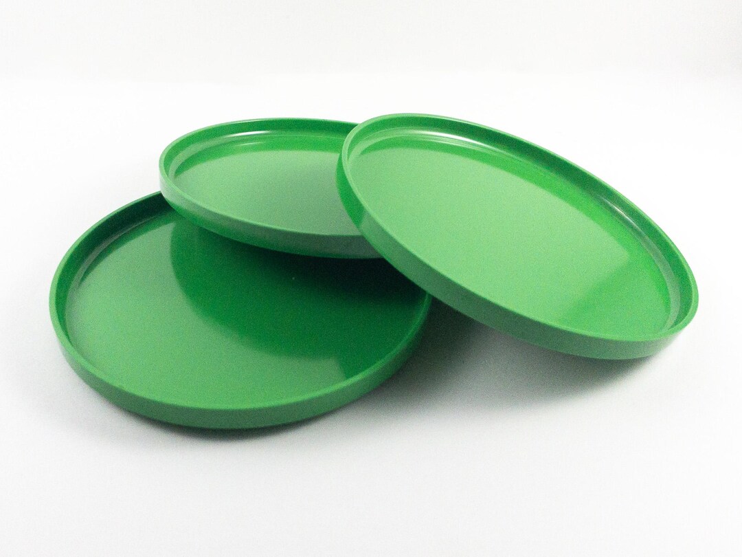 Heller 1970's Green Melamine Plates. Vintage Plastic Plates. Italian ...