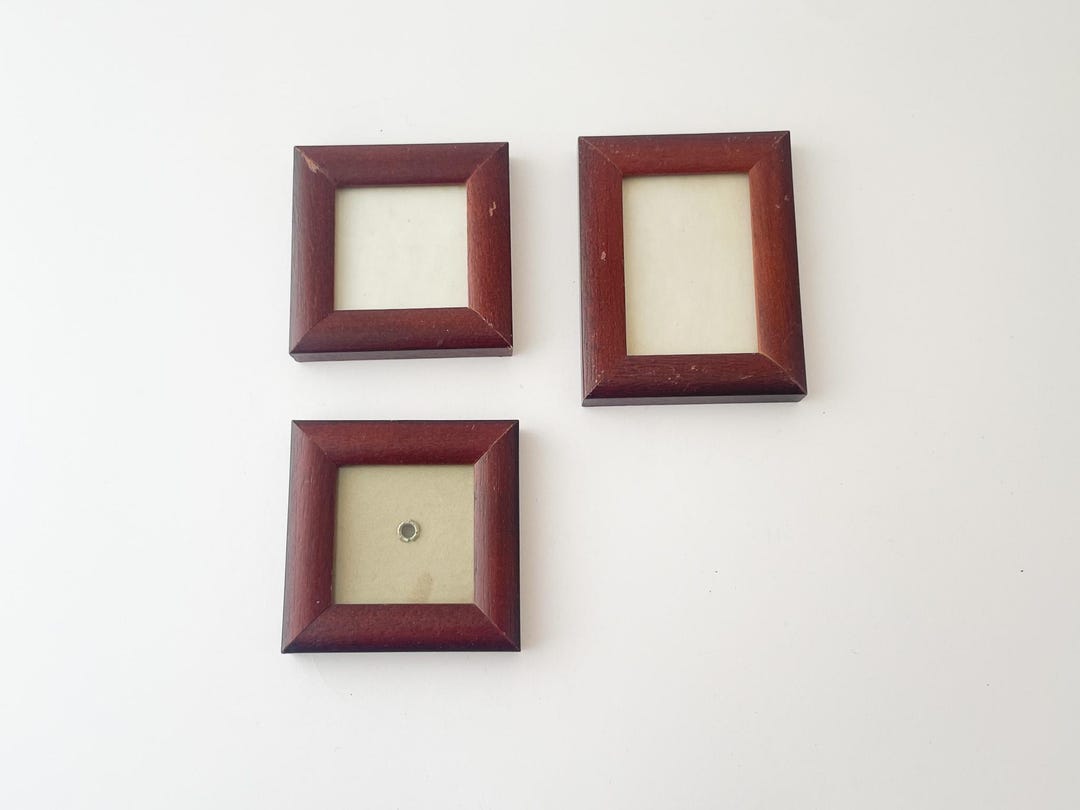 Miniature Wooden Frames. Set of 3 Vintage Frames. 2.25 X 2.25" & 2.25 X ...
