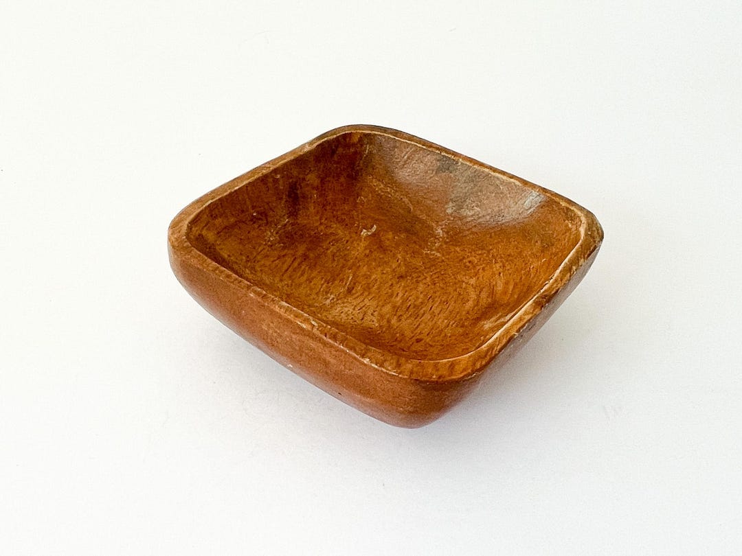 Small Square Wooden Bowl. Mid-century Trinket/serving Bowl. - Etsy