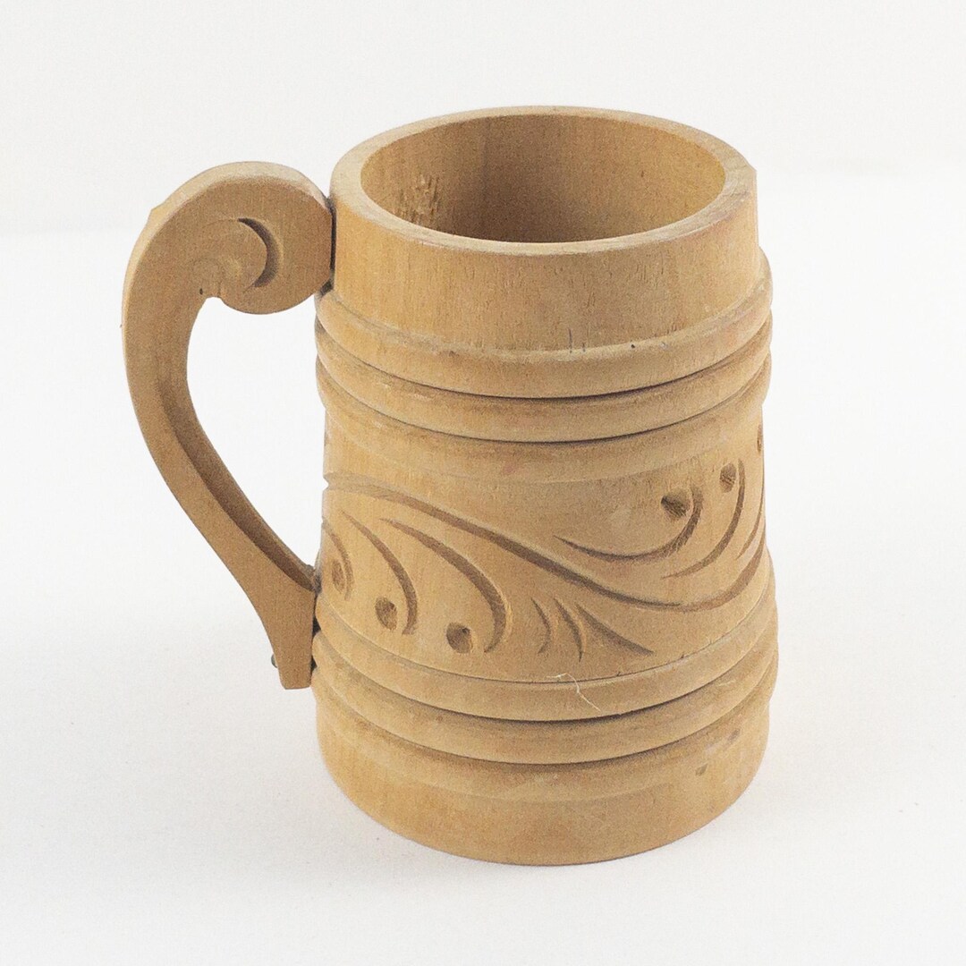 Norwegian Traditional Wooden Jug With Handle. Vintage Handmade Carved ...