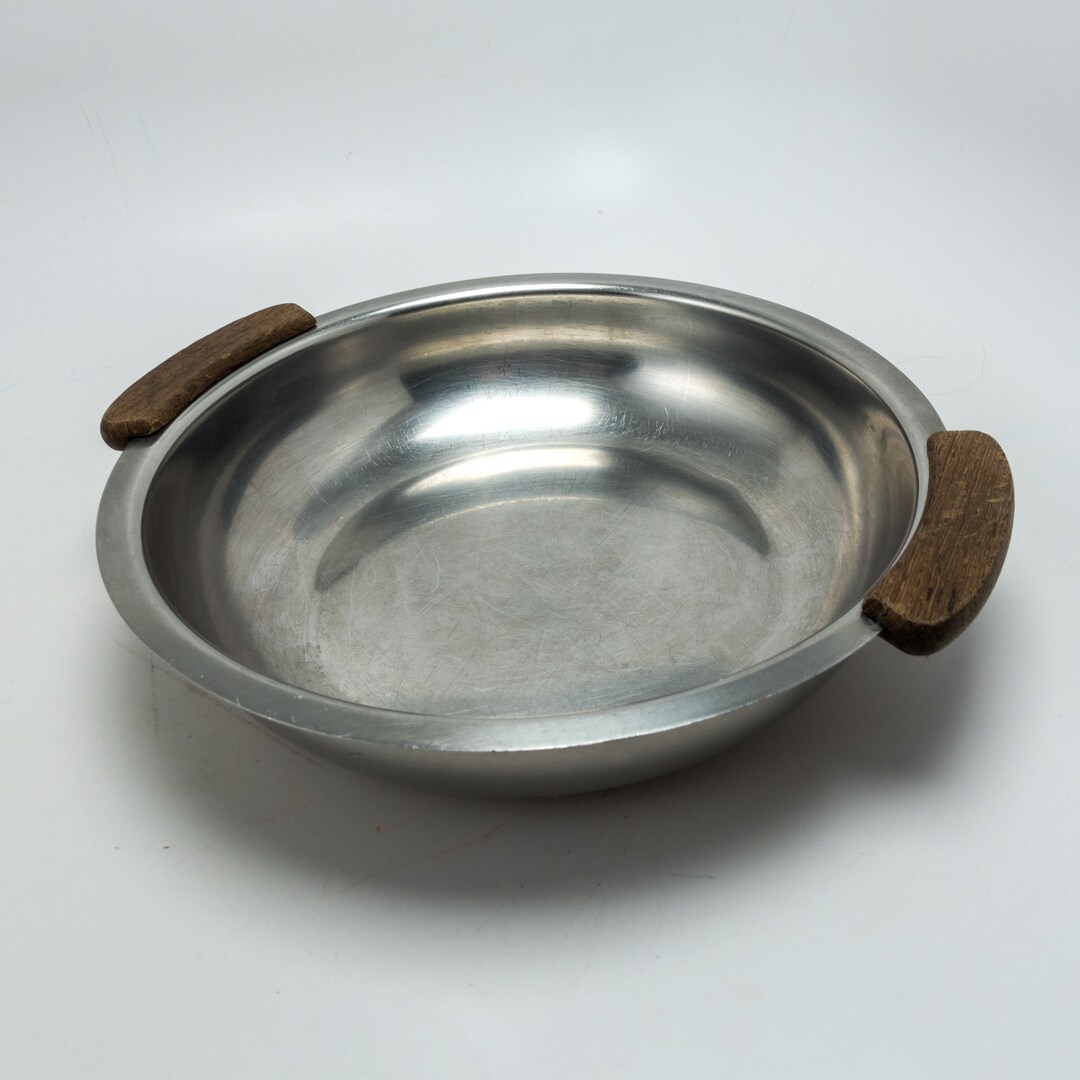 Round Danish Stainless Platter/tray With Teak Wood Handles ...