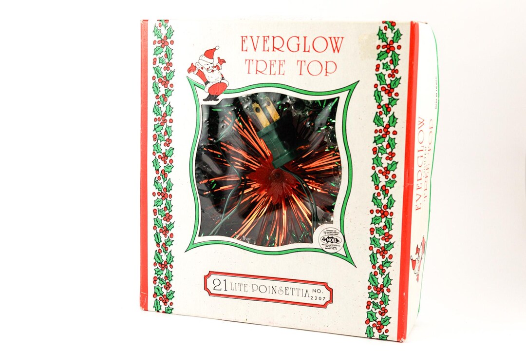 Vintage Christmas Tree Topper. Retro Tinsel Tree Topper With Light ...
