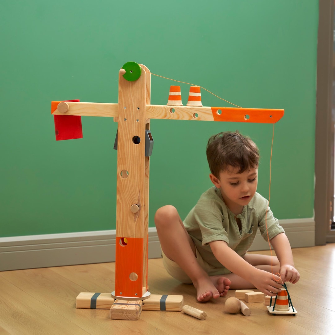 Personalized Wooden Toy Crane for Kids and Toddlers, Christmas Gift for ...