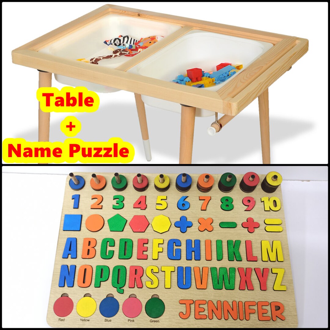 Activity Table With Custom Funny Puzzle, Kids Sensory Bins, Gift for ...