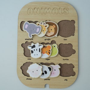 ANIMALS Montessori Learning Activity Sensory Flisat Bins Only Wooden ...