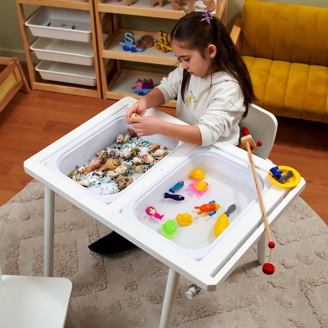 Montessori Activity Table for Toddlers and Preschoolers, Wooden Kids ...