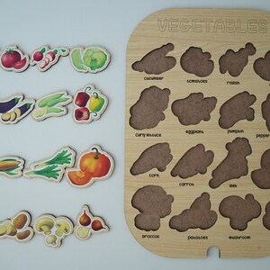 VEGETABLES Montessori Learning Activity Sensory Flisat Bins Only Wooden ...