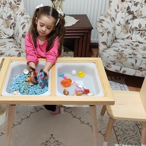 Activity Table With 6 Flisat Inserts, Kids Sensory Bin, Gift for ...