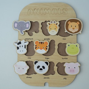 ANIMALS Montessori Learning Activity Sensory Flisat Bins Only Wooden ...