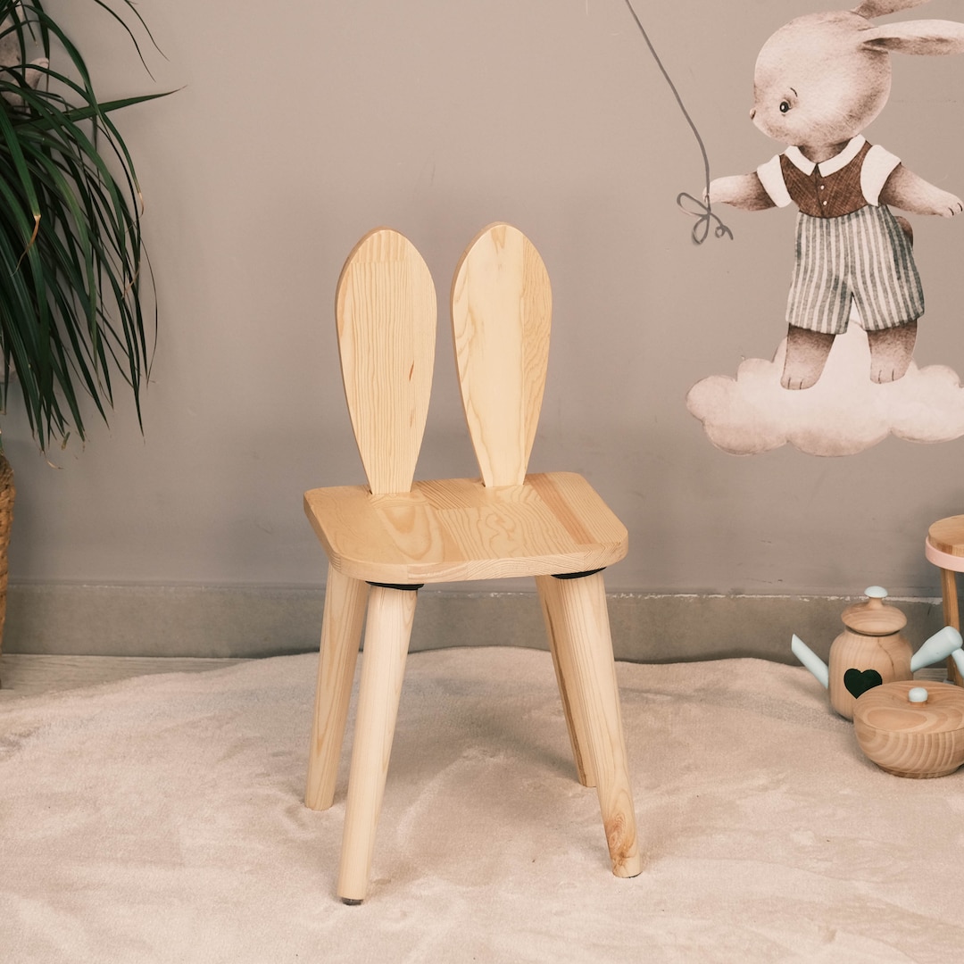 Personalized Kids Wooden Chairs for Children, Rabbit Chairs, High ...