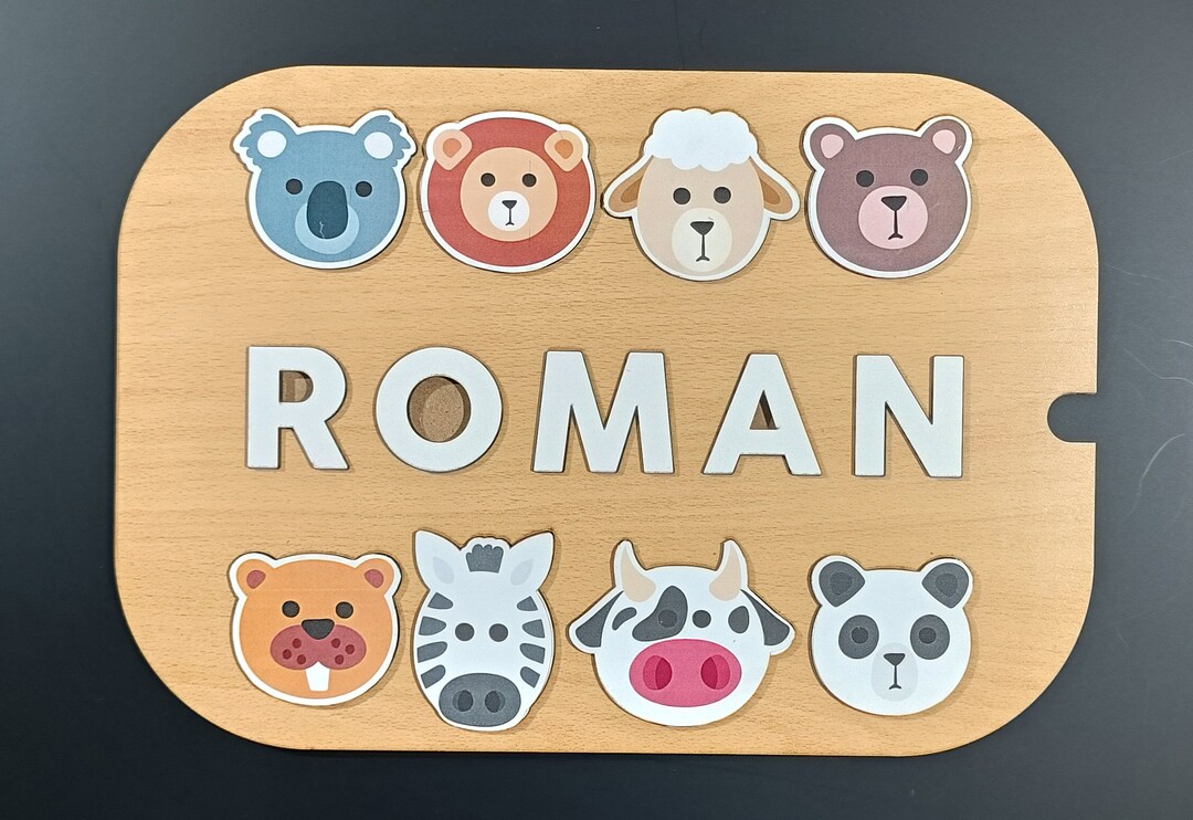 ANIMALS Personalized Puzzle Montessori Learning Activity Sensory Flisat ...