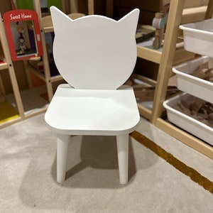 Personalized Kids Naturel White Cat Chairs, Children's Wooden Chair ...