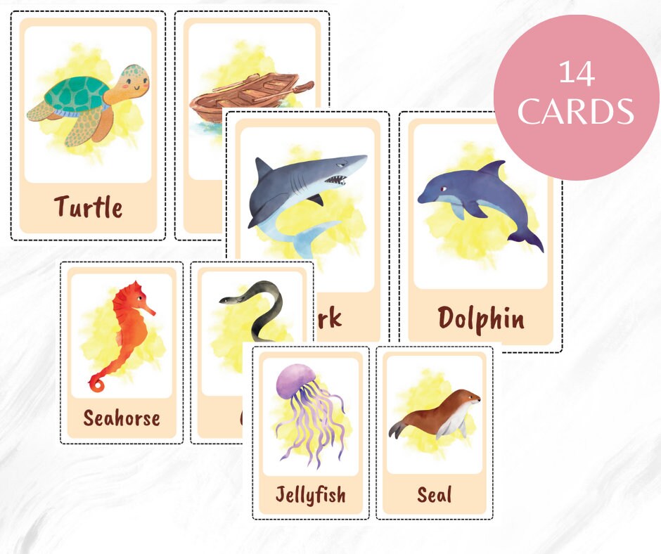 Printable Ocean Flashcards for Teachers, Librarians, Caregivers With 2 ...